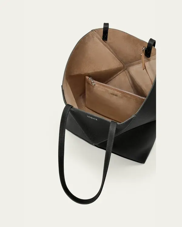 Loewe Puzzle Fold Leather Tote Bag - Black