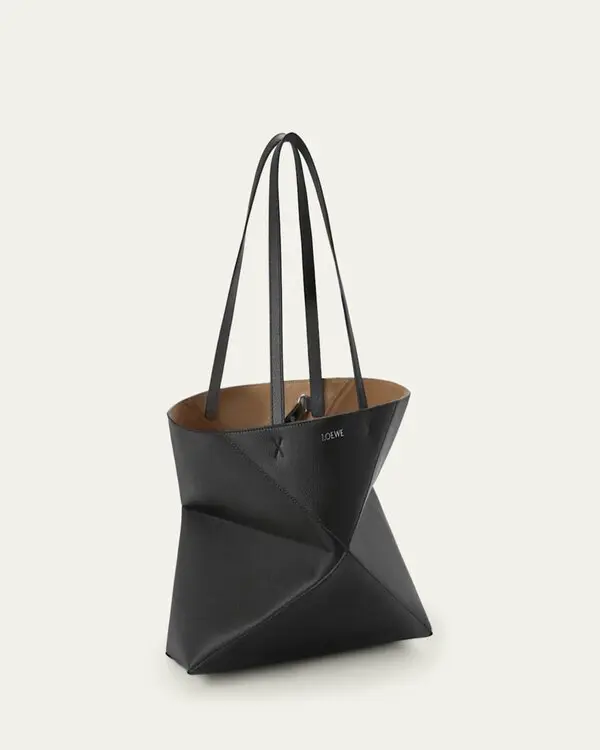 Loewe Puzzle Fold Leather Tote Bag - Black