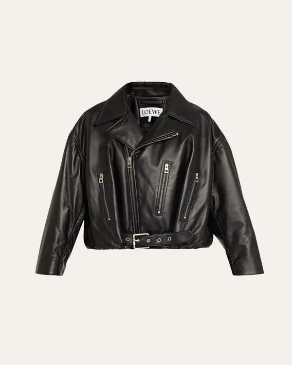 Loewe Short Nappa Lambskin Biker Jacket - Black