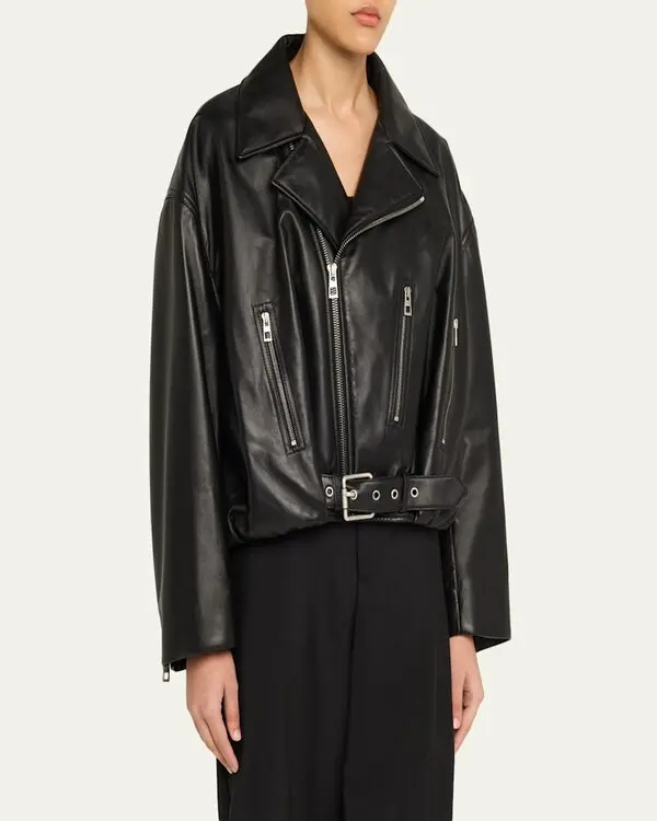 Loewe Short Nappa Lambskin Biker Jacket - Black