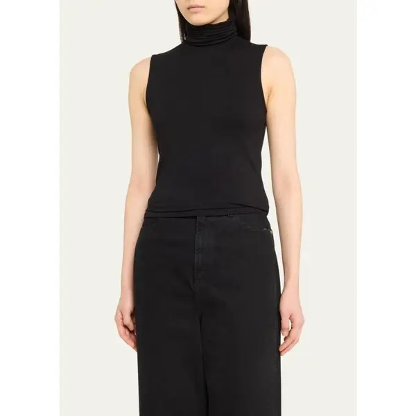 Majestic Filatures Soft Touch Sleeveless Stretch Turtleneck - Black