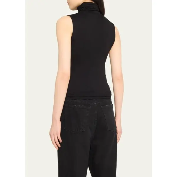 Majestic Filatures Soft Touch Sleeveless Stretch Turtleneck - Black