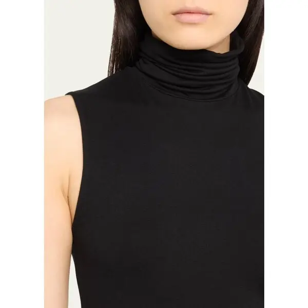 Majestic Filatures Soft Touch Sleeveless Stretch Turtleneck - Black