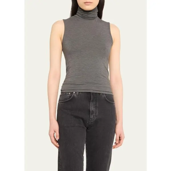 Majestic Filatures Soft Touch Sleeveless Stretch Turtleneck - Black