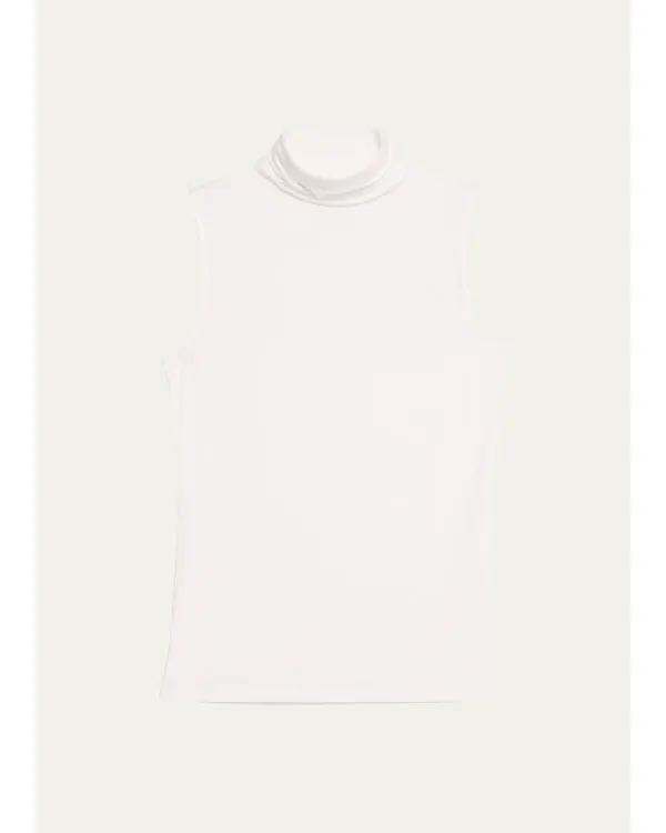 Majestic Filatures Soft Touch Sleeveless Stretch Turtleneck - White