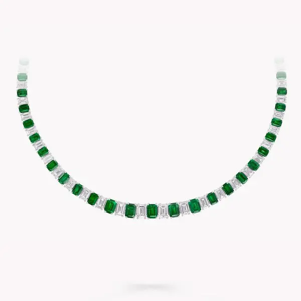 Graff Diamond And Emerald Necklace - White Gold