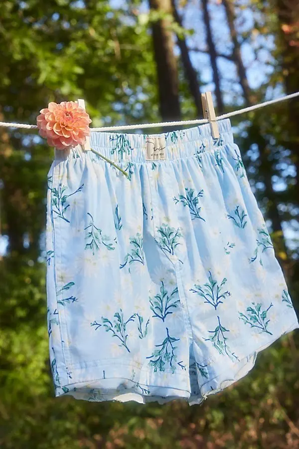 Free People We The Free Day To Day Printed Boxers - Chambray Combo