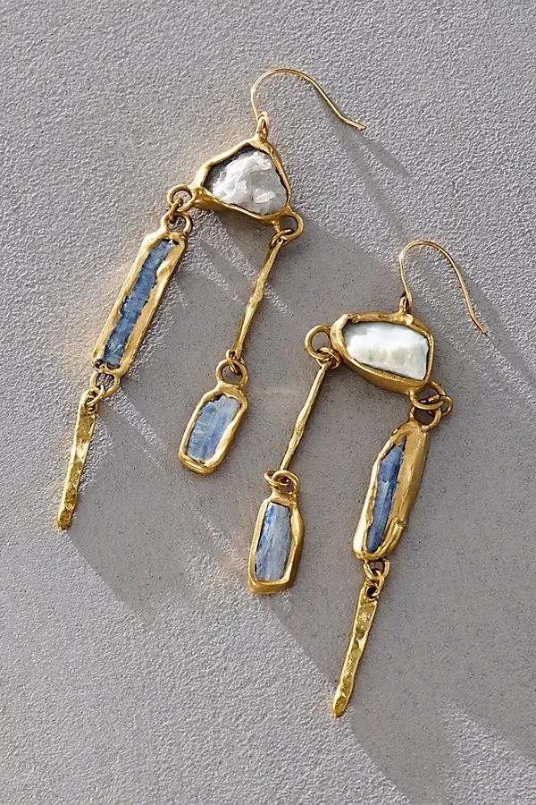 EMILIE SHAPIRO Whitewater Kyanite And Aquamarine Earrings - Kyanite/aquamarine/brass