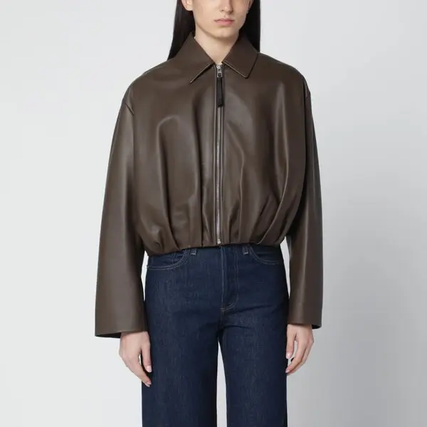 Loewe Leather Zip Bomber - Green