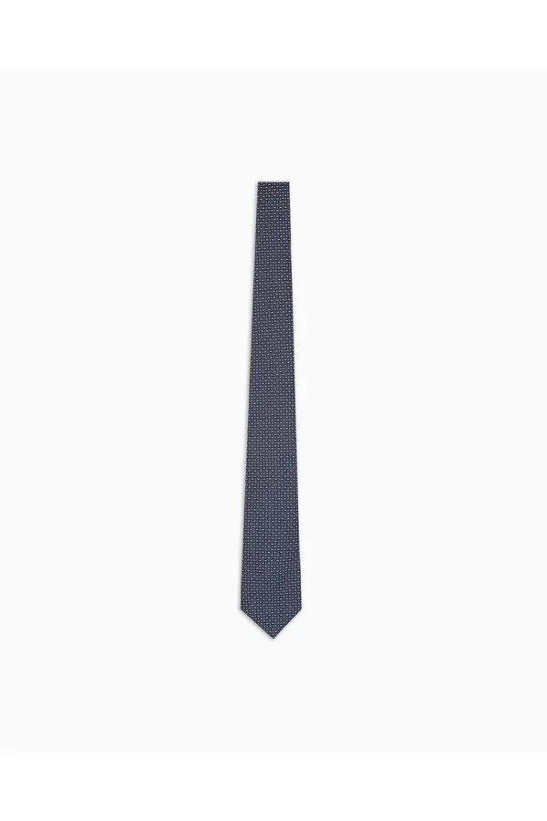 Giorgio Armani Silk Tie With Geometric Jacquard Motif - Blue