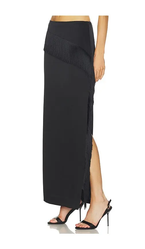 SRG Sandra Silk Maxi Skirt With Fringe Detail