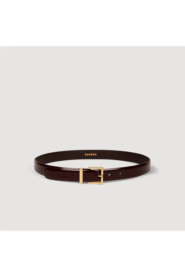 Sandro Smooth Leather Belt With Metal Buckle - Natural