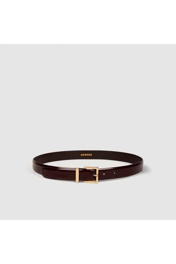 Sandro Smooth Leather Belt With Metal Buckle - Natural