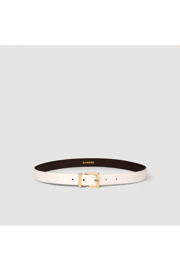 Sandro Smooth Leather Belt With Metal Buckle - White