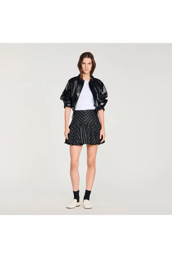Sandro Lambskin Leather Jacket - Black