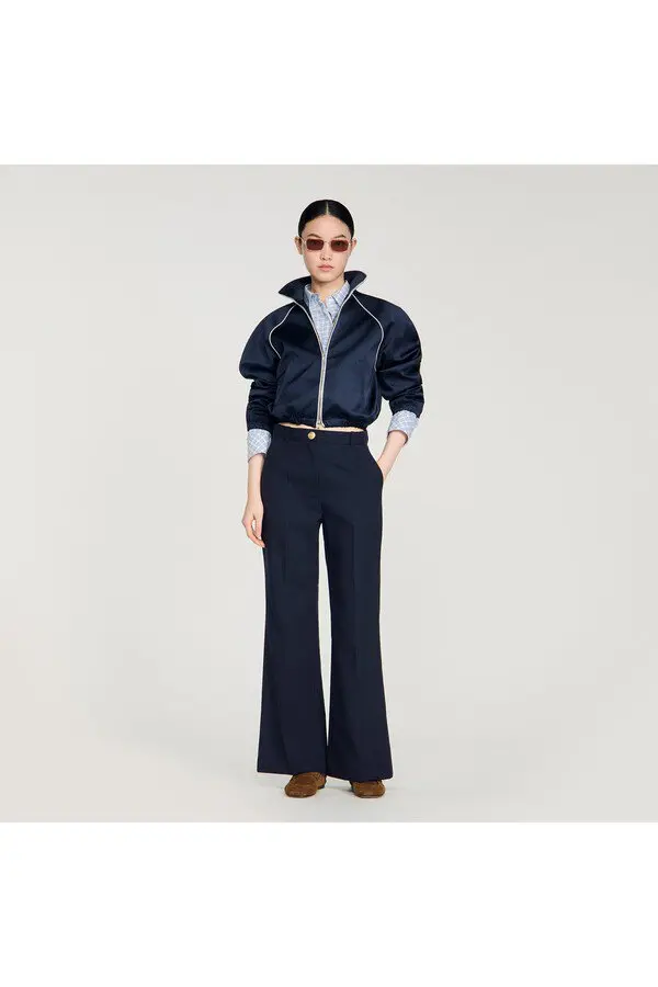 Sandro Wide-leg Wool Trousers - Blue / Navy