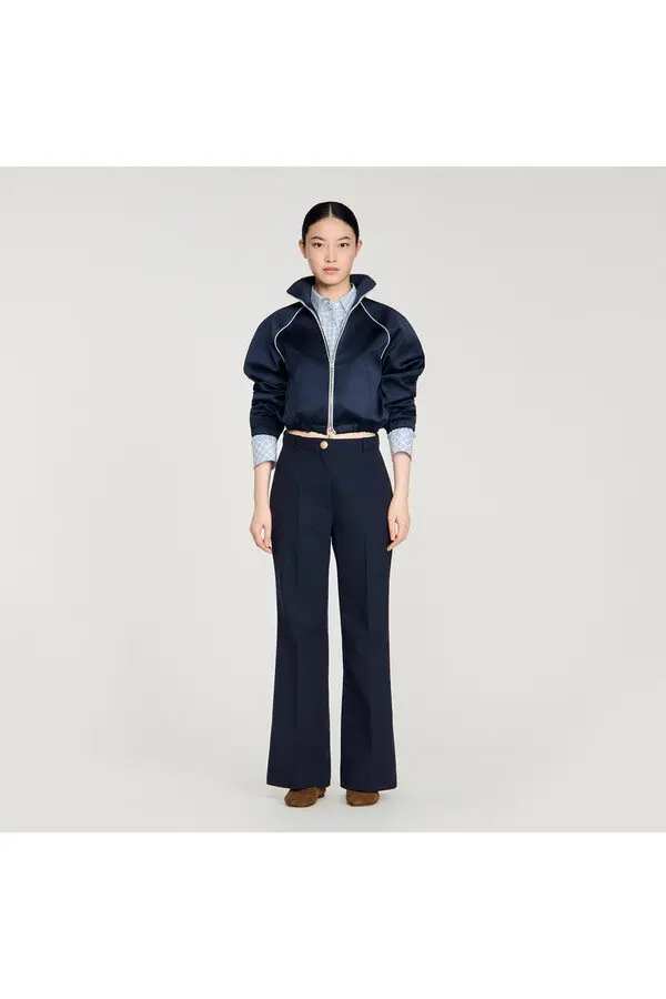 Sandro Wide-leg Wool Trousers - Blue / Navy