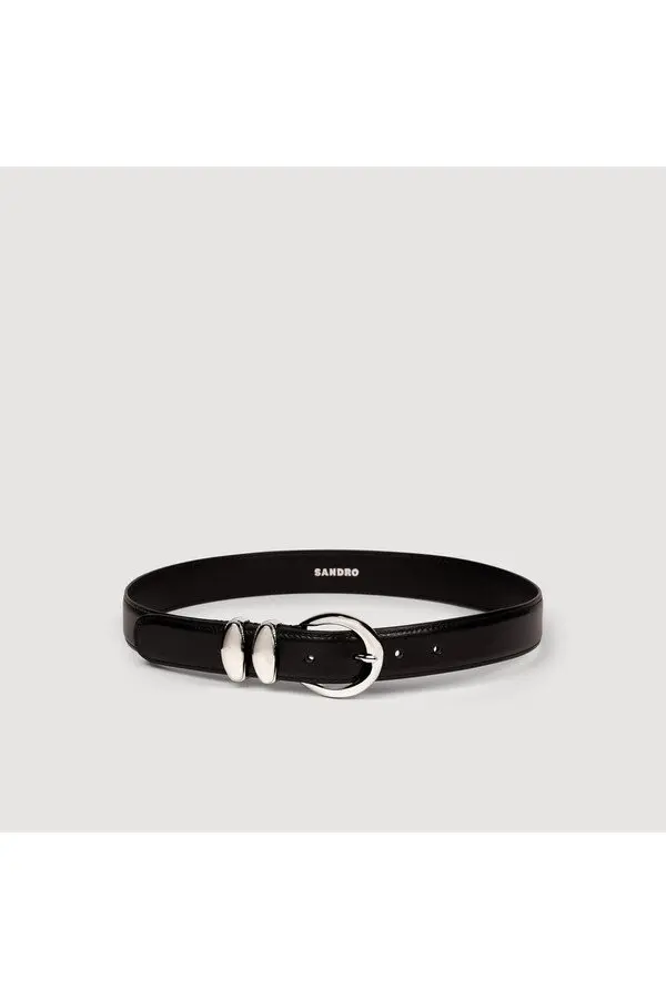 Sandro Smooth Leather Belt - Black