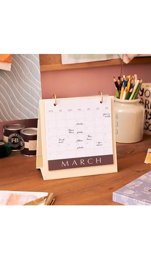 Papier Modern Type Desk Calendar In Pink