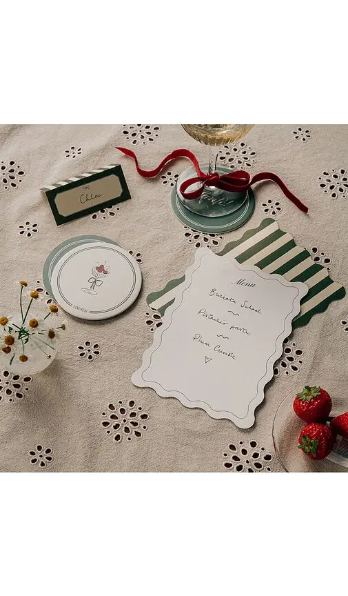 Papier Fruits Coupes Menu Set Of 20 In Green