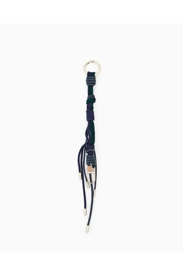 Giorgio Armani Rope And Leather Keyring - Blue