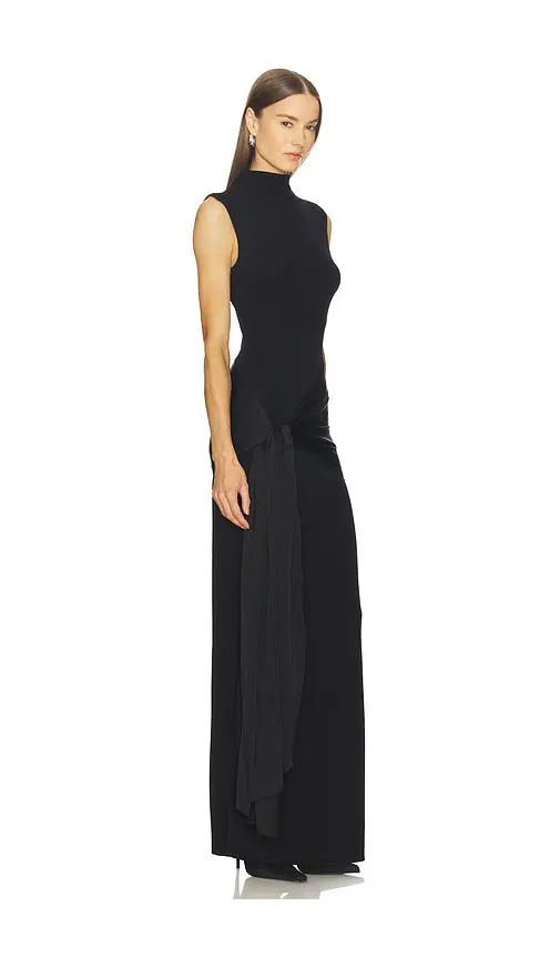 SRG Jia Maxi Dress With Attached Waist Tie - Black