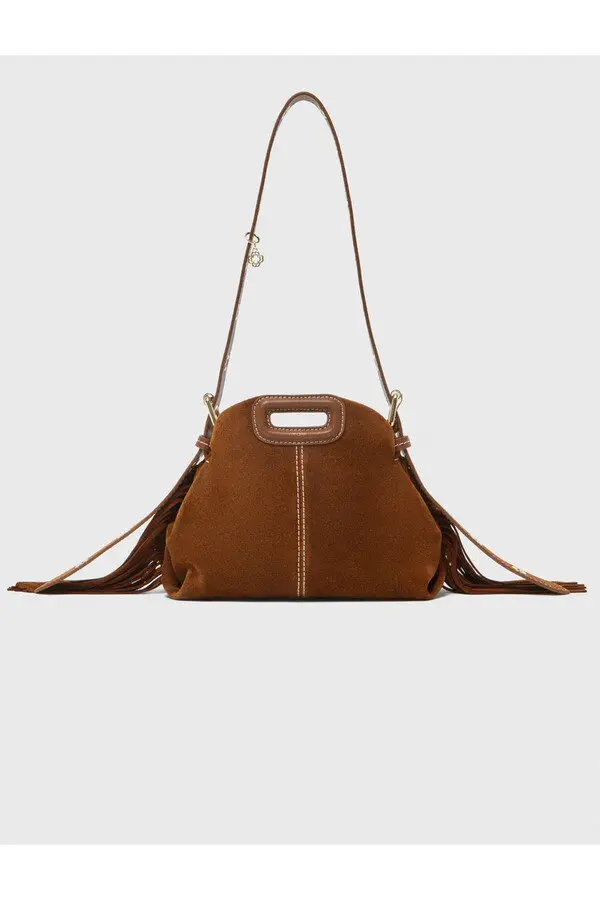 Maje Topstitched Suede Miss M Mini Bag - Brown