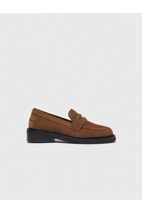 Maje Suede Loafers - Metallic