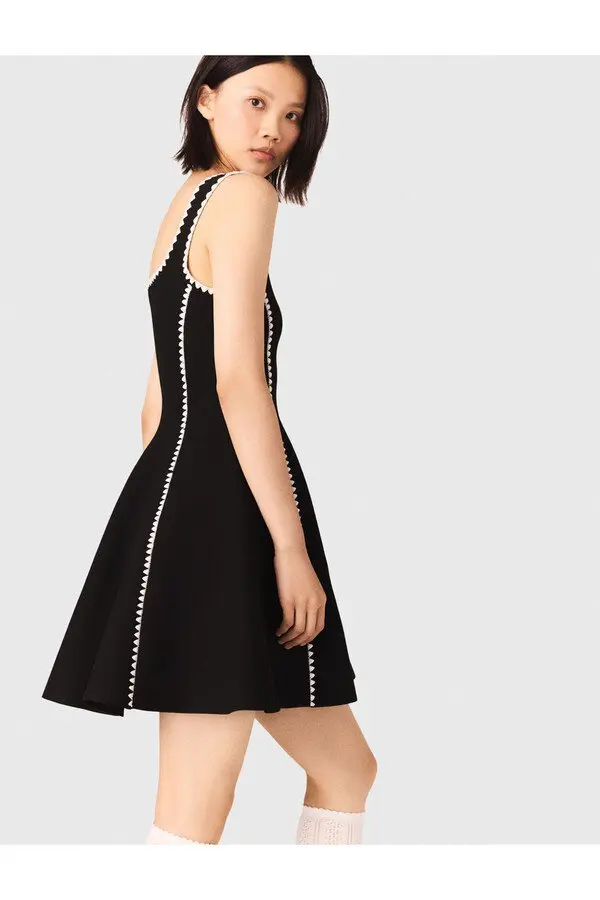 Maje Short Dress With Contrast Stitching