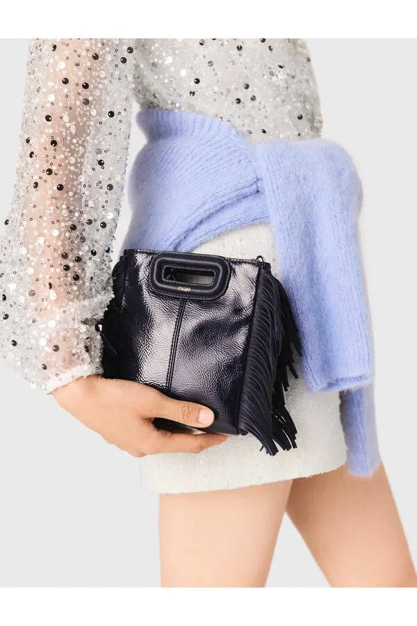 Maje M Mini Bag In Naplak Leather - Navy