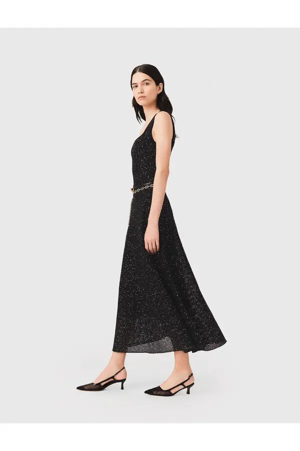 Maje Rhinestone Knit Maxi Dress