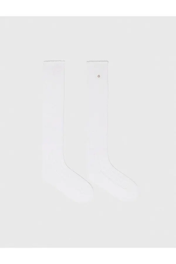Maje Knee-high Pointelle Socks - White