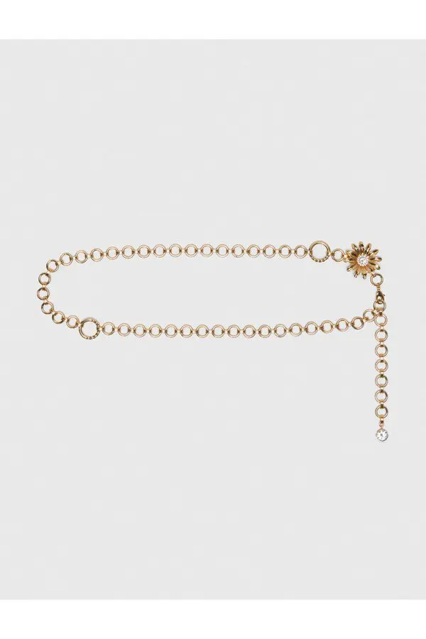 Maje Chain Belt With Flower Detail - Gold