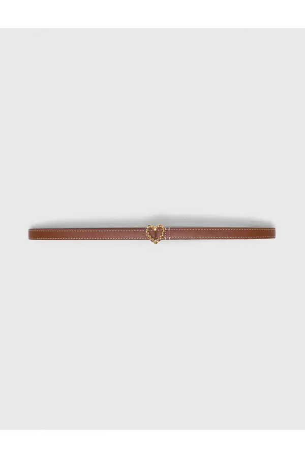 Maje Slim Heart Belt - Gold