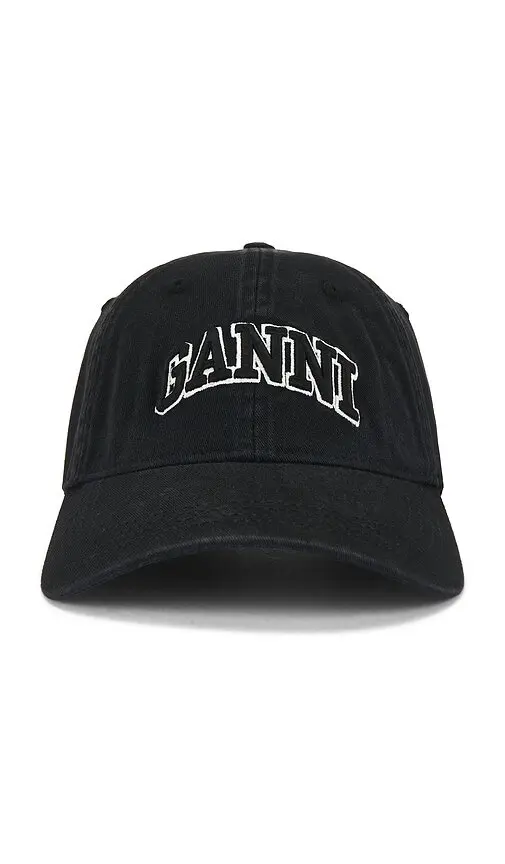 GANNI Washed Canvas Cap - Black
