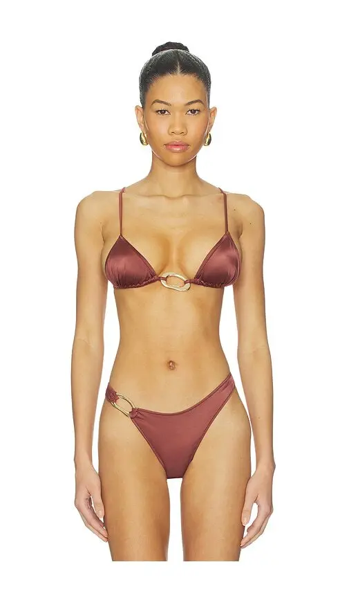 TROPIC OF C Ona Equator Triangle Bikini Top - Chestnut