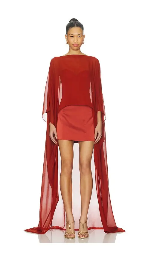 LOVERS AND FRIENDS Mini Dress With Draped Overlay And Exaggerated Sleeves