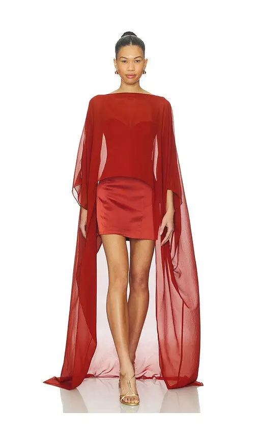 LOVERS AND FRIENDS Mini Dress With Draped Overlay And Exaggerated Sleeves