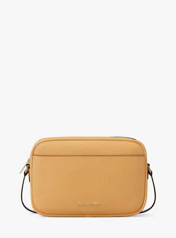 Michael Kors Jet Set Large Pebbled Leather Camera Crossbody Bag - Yellow