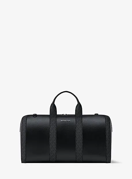 Michael Kors Pebbled Leather And Signature Logo Duffle Bag - Black
