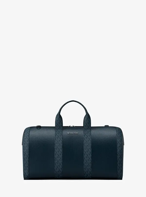 Michael Kors Pebbled Leather And Signature Logo Duffle Bag - Blue