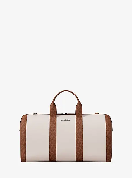 Michael Kors Pebbled Leather And Signature Logo Duffle Bag - Brown