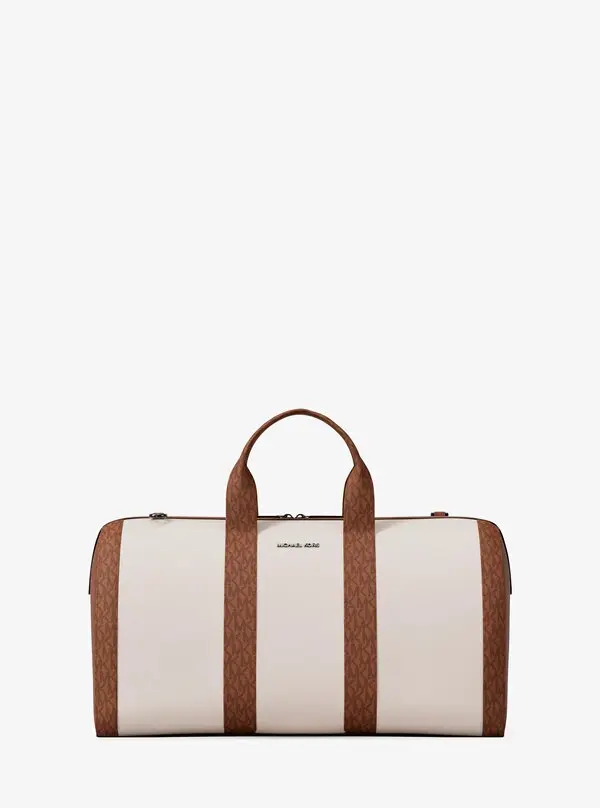 Michael Kors Pebbled Leather And Signature Logo Duffle Bag - Brown