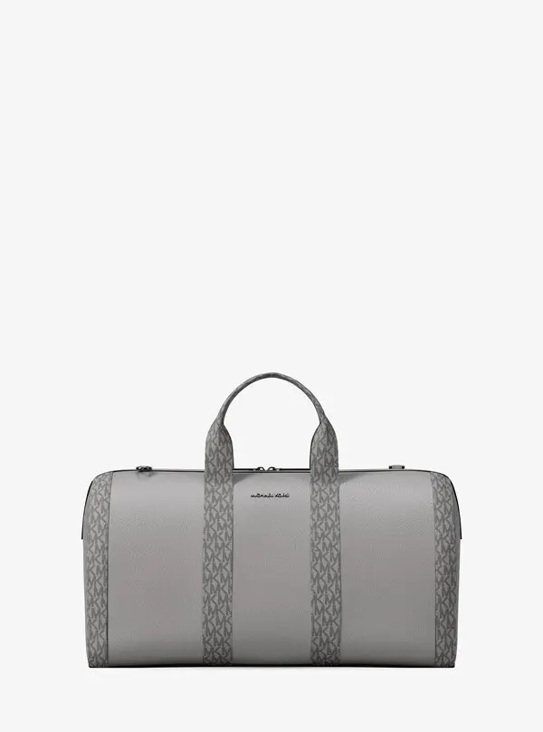 Michael Kors Pebbled Leather And Signature Logo Duffle Bag - Grey