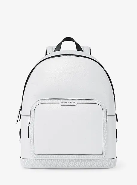 Michael Kors Cooper Medium Pebbled Leather And Signature Logo Commuter Backpack - White