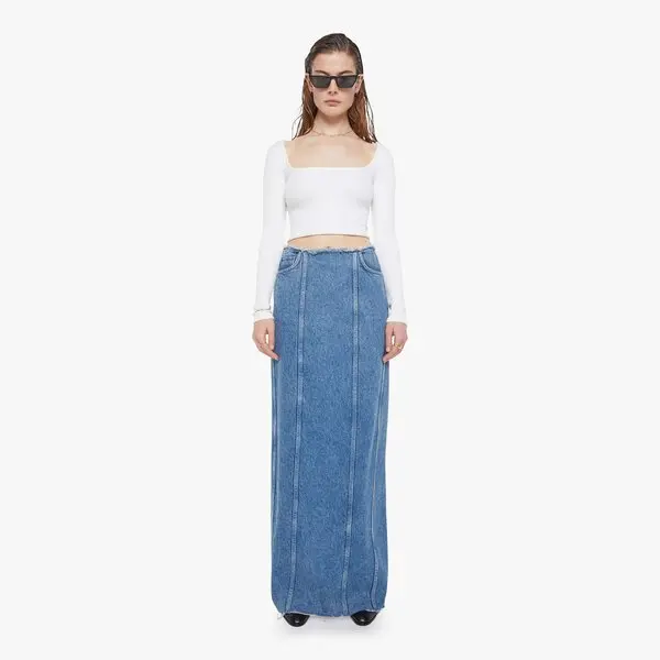 MOTHER Snacks! The Chip Clip Maxi Fray Jerky Skirt