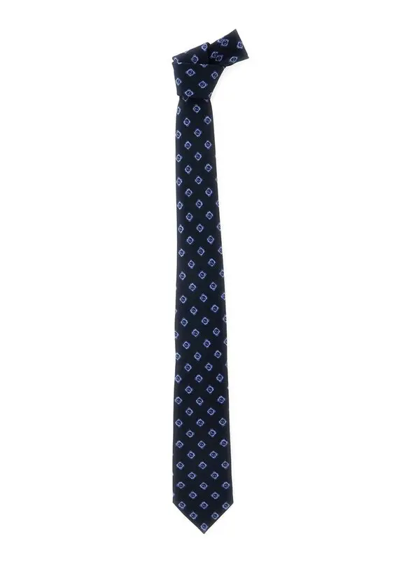 Giorgio Armani Silk Tie With Logo Print - Blue
