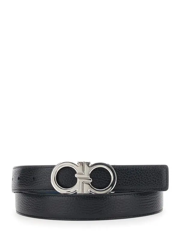 FERRAGAMO Reversible Belt With Gancini Buckle - Black