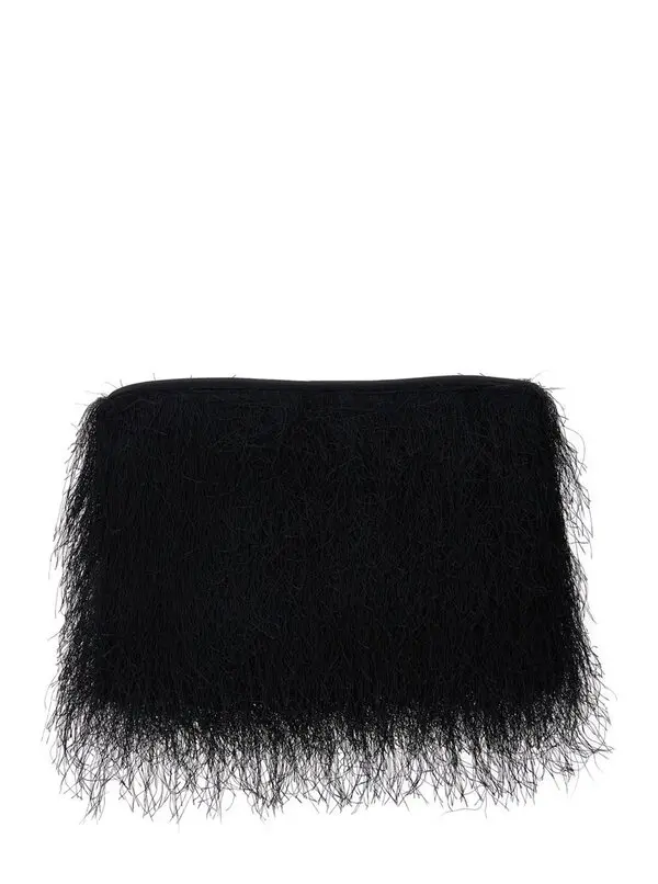 Loulou De Saison Evano Fringed Clutch - Black