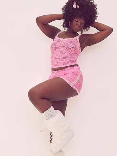 Pink X Loveshackfancy Silky Boxy Pajama Shorts - Print